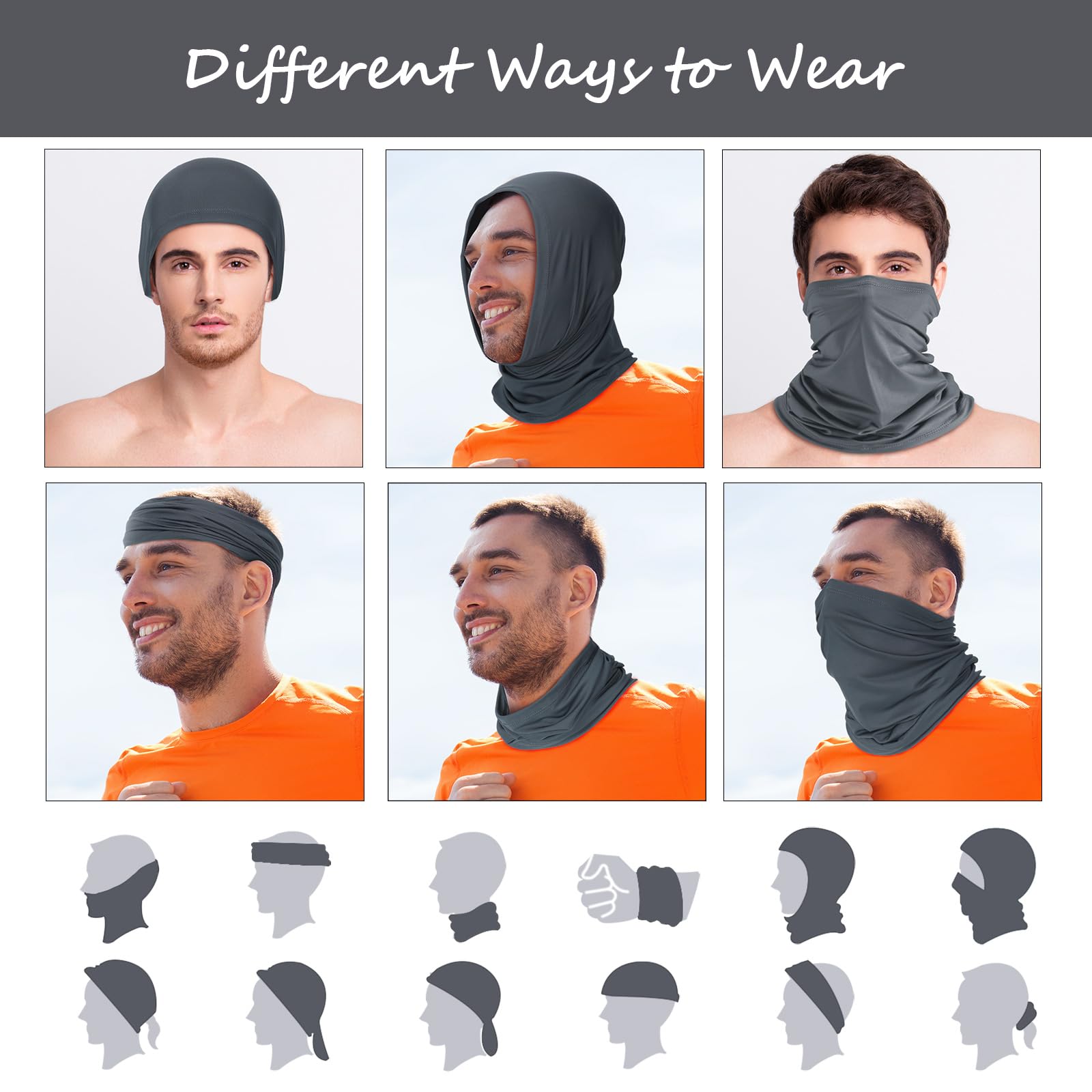 Geyoga 6 Pieces Summer UV Protection Cooling Neck Gaiter Face Clothing Neck Gaiter Scarf Sunscreen Breathable Bandana(Classic Color)