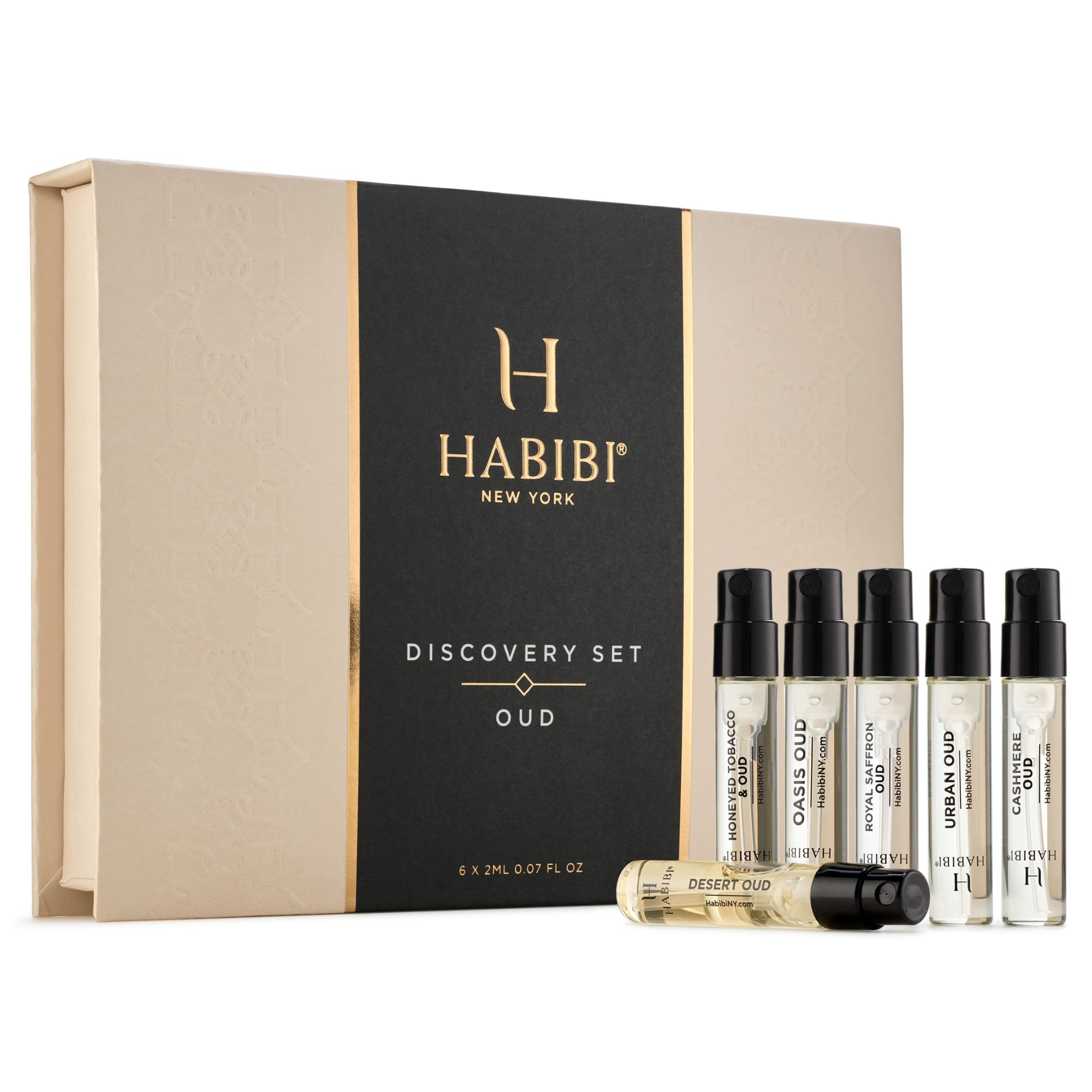 H HABIBI Deluxe Sample Collection Discovery Sets - Men's Cologne, Oud Perfume & Women's Mini Perfume Samples - 18x0.07 Fl Oz Travel Size Fragrances