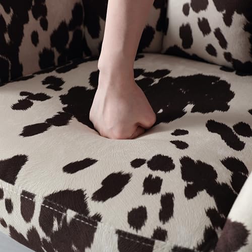 RIVOVA Modern Velvet Office Desk Chair with Armrest, Height Adjustable Wide Seat Computer Task Chair for Home Office, Mid Back Accent Chair, Cow