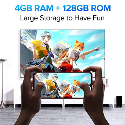 Ulefone Note 12 Unlocked Cell Phone, 4G Unlocked Smartphone, 6.82β Ultra-Large Screen with Slim Structure, 7700mAh Battery, 4+128GB, 3-Card Slot, Face Unlock/Fingerprint Recognition, Red
