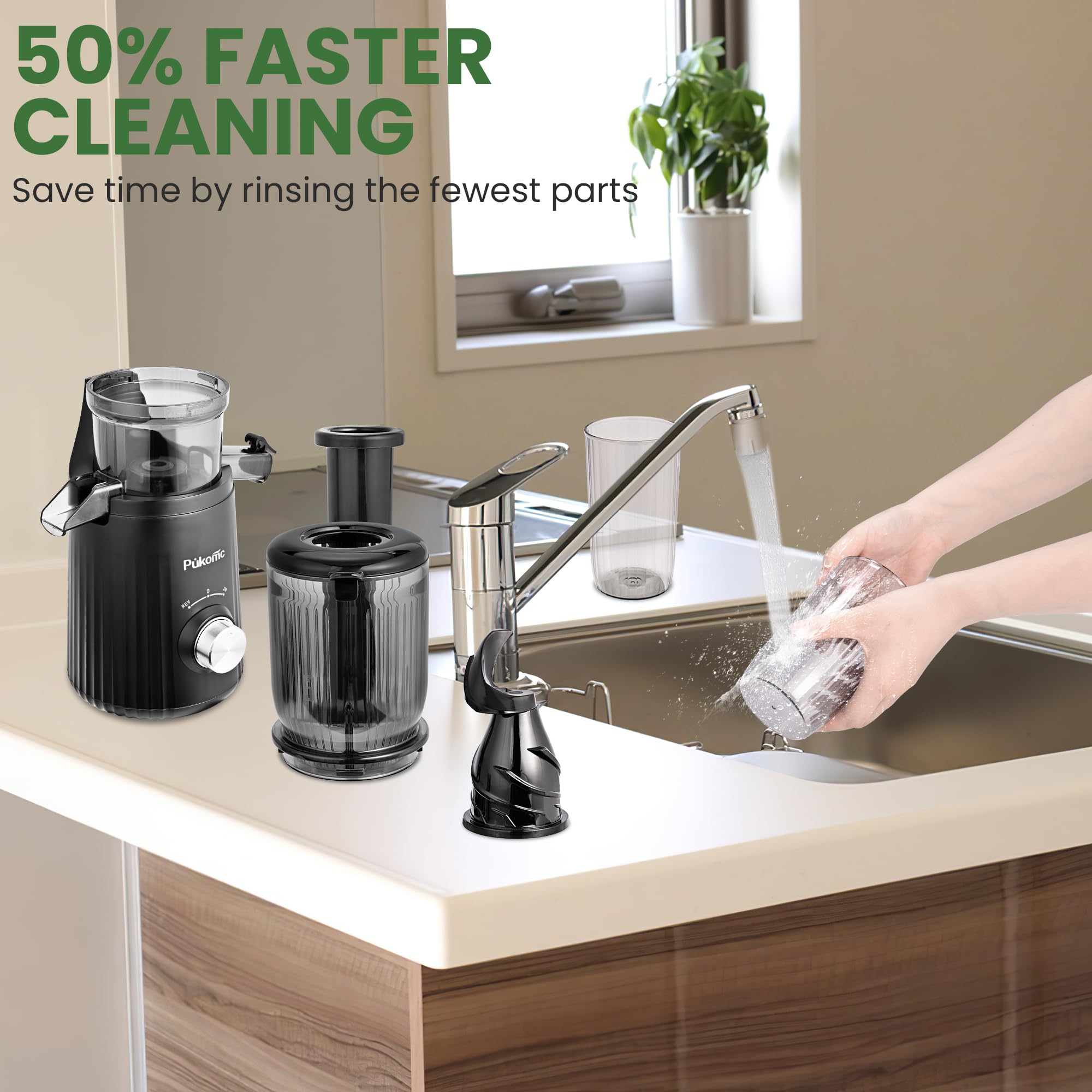 Pukomc Juicer Machines, Cold Press Juicer with 4.1'' Large Feed,Slow Masticating Machines Chute Fit Whole Vegetable And Fruit,High Juice Yield Juicer Easy to Clean