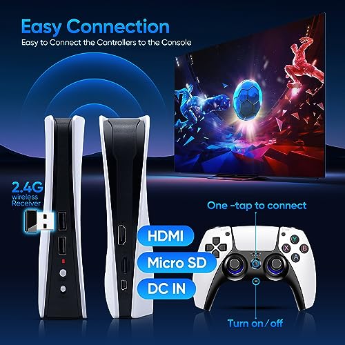 Wireless Retro Game Console, 40+ Emulators Console, Plug and Play Video Game Console, 128GB Built in 40000+ Video Games, HDMI Output, 2.4G Wireless Controllers, Great Gifts for Children and Adults