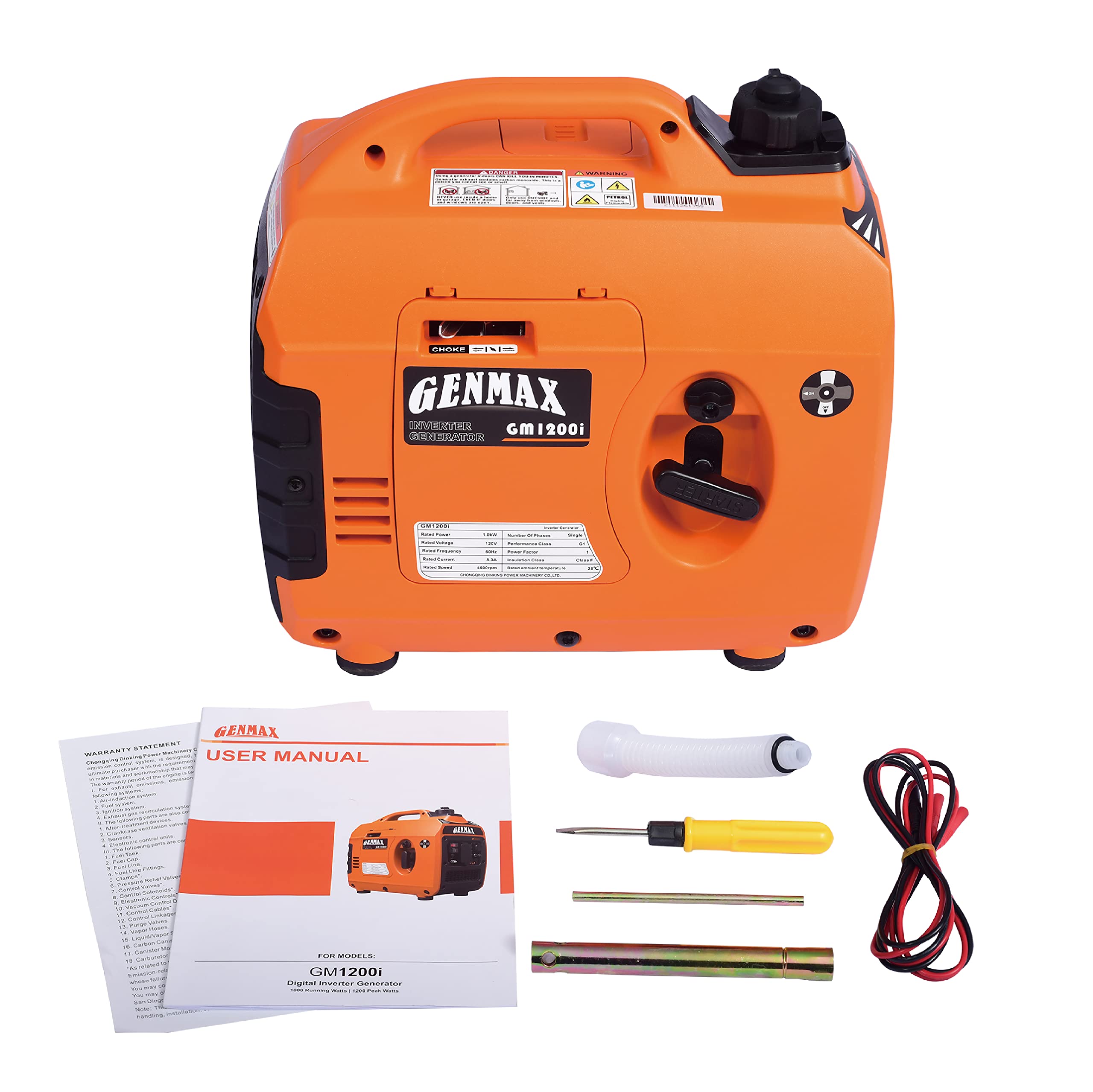 GENMAX Portable Generator,1200W Ultra-Quiet Gas Engine, EPA Compliant, Eco-Mode Feature, Ultra Lightweight for Backup Home Use & Camping (GM1200i)