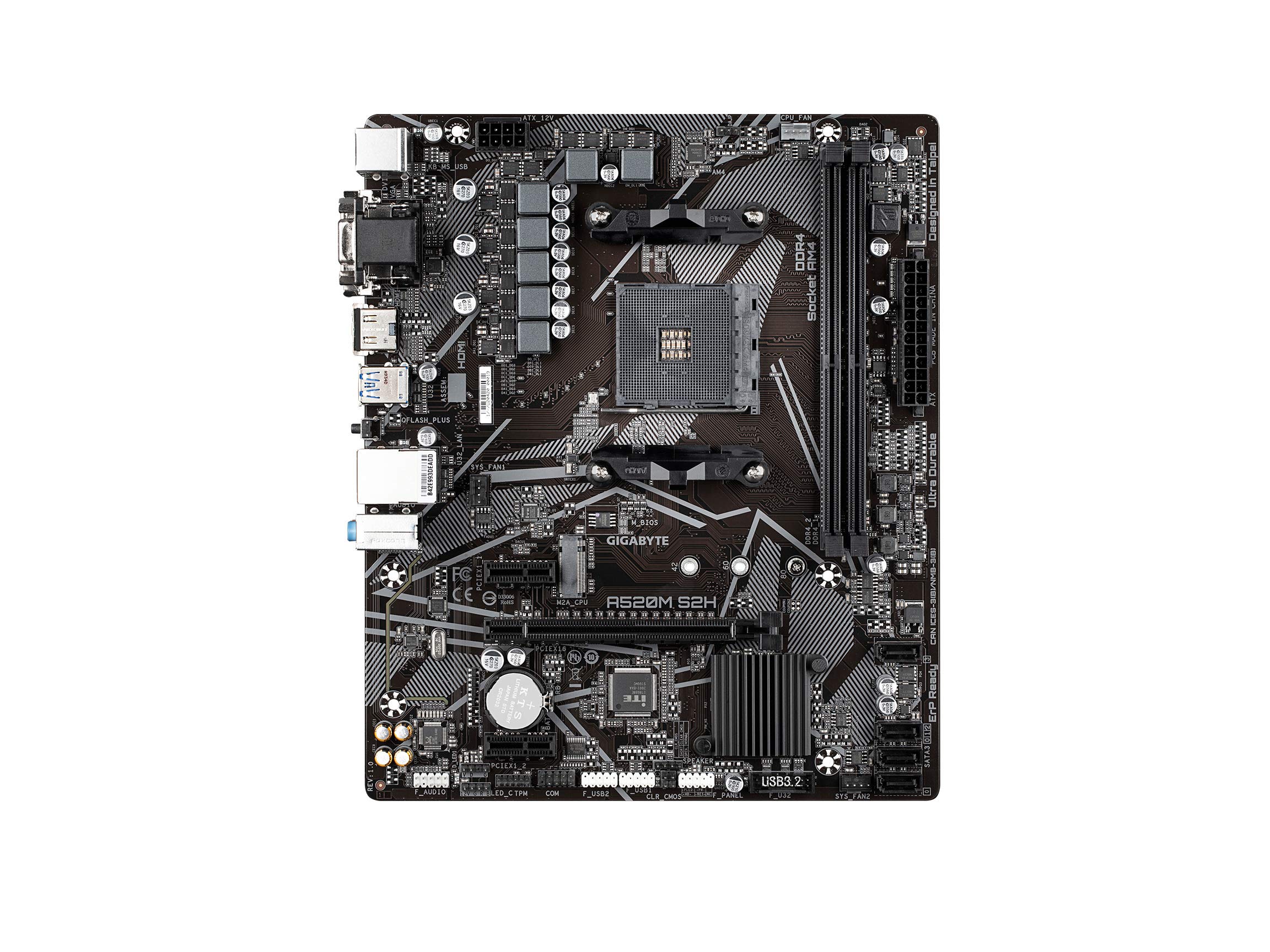 Gigabyte A520M S2H (AMD Ryzen AM4/MicroATX/4+3 Phases Digital PWM/Gigabyte Gaming GbE LAN/NVMe PCIe 3.0 x4 M.2/3 Display Interfaces/Q-Flash Plus/RGB Fusion 2.0/Motherboard)