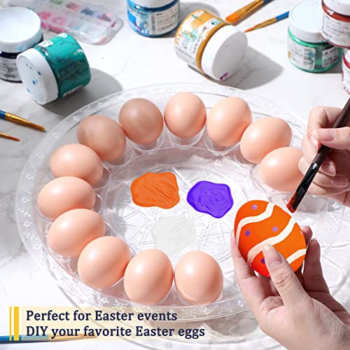 Shellwei 3 Pcs Deviled Egg Tray with Lid 12 Inch Round Egg Containers with 15 Egg Slots Reusable Plastic Egg Holder Platter for Deviled Egg Fruits Veggie Finger Food