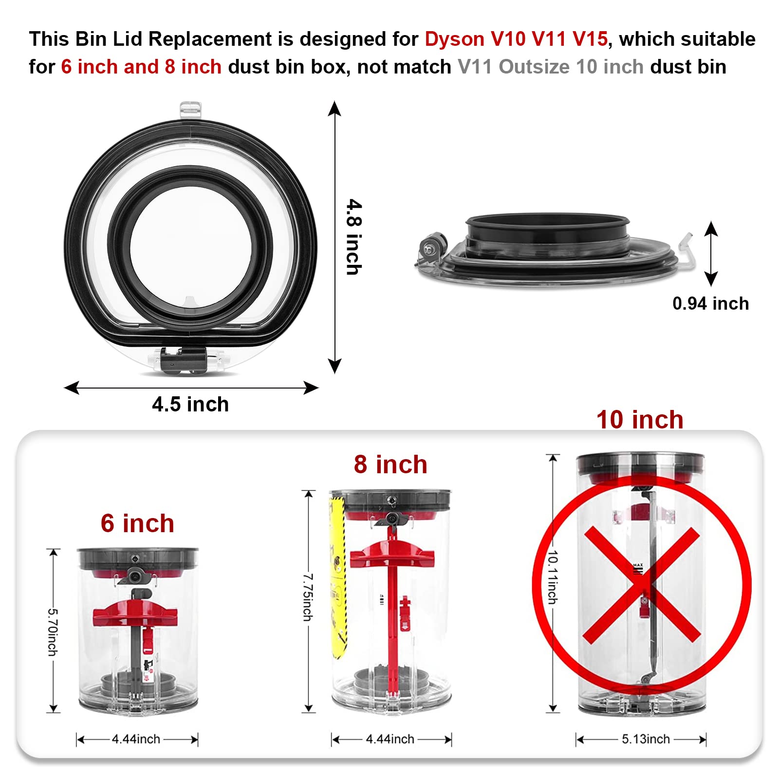 Garbage fighter Dust Bin Top Replacement for V11 V15 SV14 SV15 SV22 Vacuum Cleaner Parts Dust Bin Sealing Rings Fixed Repair Accessories