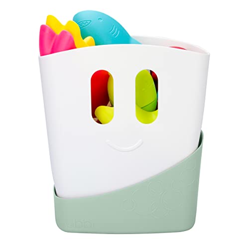 Ubbi Freestanding Bath Toy Organizer Bath Caddy with Removable Drying Rack Bin & Scoop for Toddlers + Baby, Sage