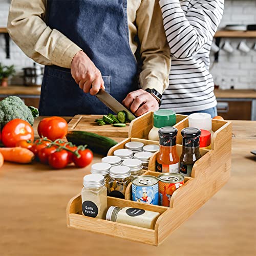 WUWEOT Coffee Condiment Organizer, Coffee Station Organizer, Bamboo Coffee Bar Accessory Caddy, Coffee Tea Bag Organizer Coffee Pod Holder with 7 Compartments