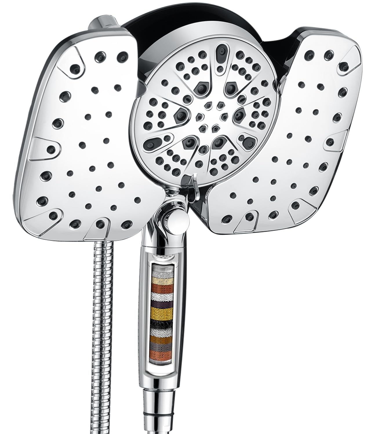 INAVAMZ 2-in-1 Shower Heads with Handheld Spray Combo: 10” Rainfall Shower Head & Hand Held Shower Head, 10 Spray Settings Detachable Shower Head with ON/OFF Switch and 15-Stage Filter