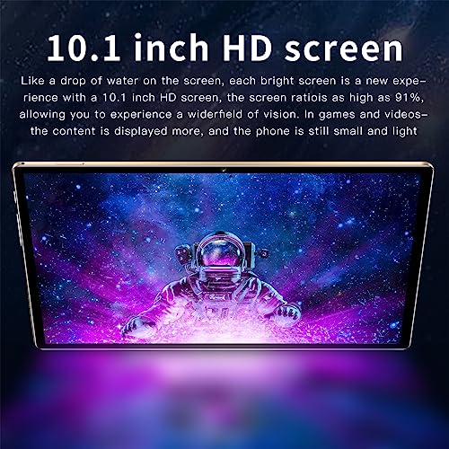Honio Gaming Tablet, 2 Card Slots 10.1 Inch FHD Octa Core CPU Office Tablet 8GB RAM 256GB ROM for Family (US Plug)