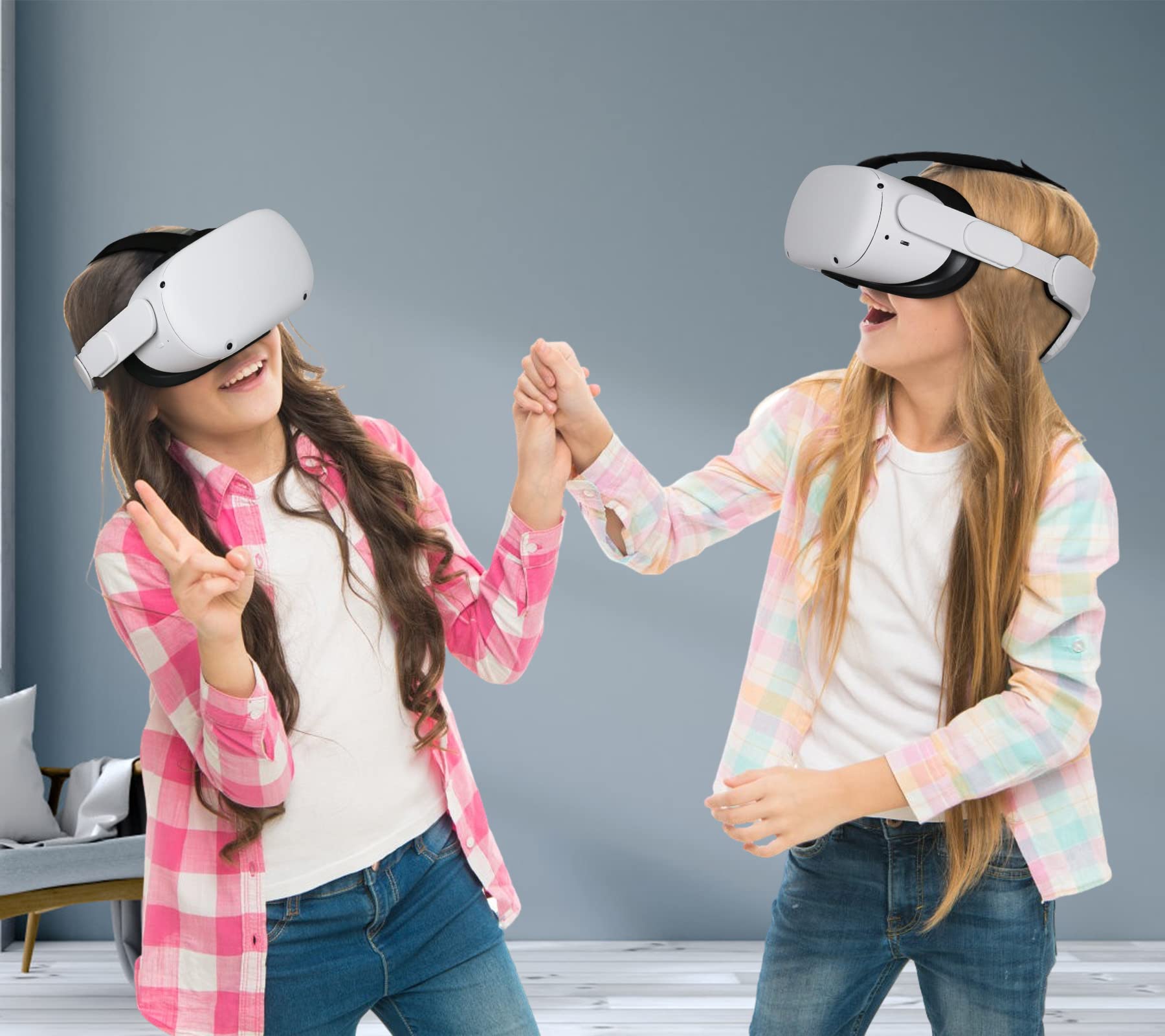 Head Strap for Oculus Quest 2 Elite Strap Accessories for Meta Quest 2 VR Headset Adjustable Headstrap Enhanced Support Comfort VR Gaming Durable Virtual Reality Set Headband Gift Kids Adults White