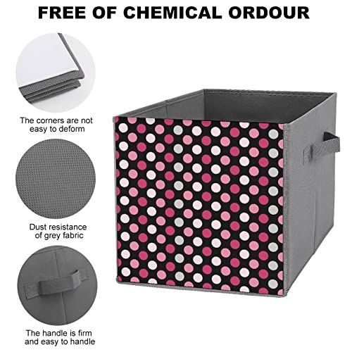 Pink Polka Dot Collapsible Storage Bins Basics Folding Fabric Storage Cubes Organizer Boxes with Handles