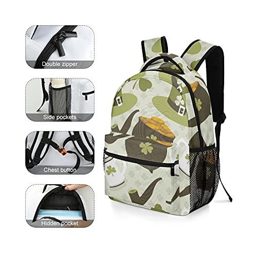 St. Patrick's Day Kids Backpack, Student School Bags for Boys & Girls, Bookbags with Adjustable Strapfor Travel