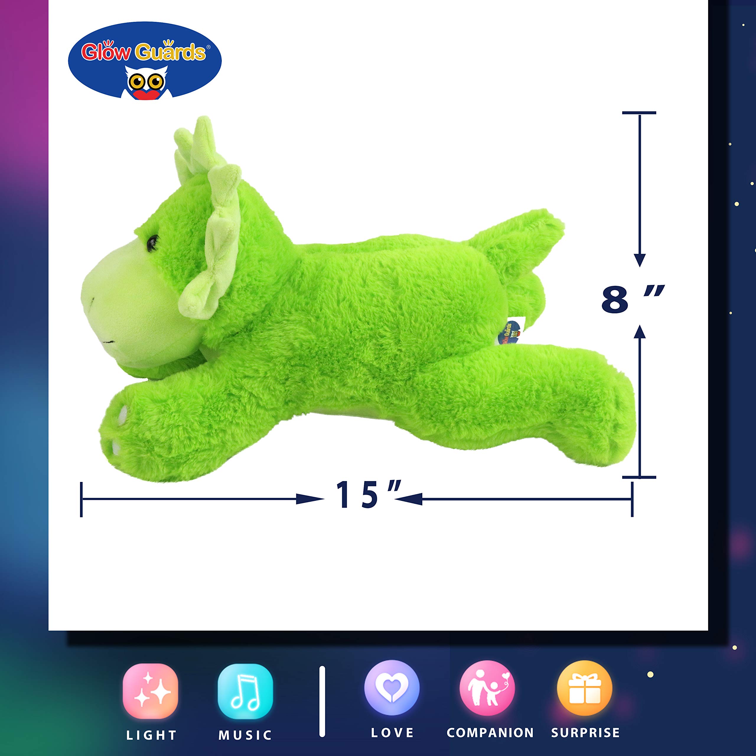 Glow Guards 15'' Light up Triceratops Dinosaur Stuffed Animal,LED Soft Dinosaur Plush Toy with Night Lights Glow in The Dark,Children's Day Birthday for Toddler Kids