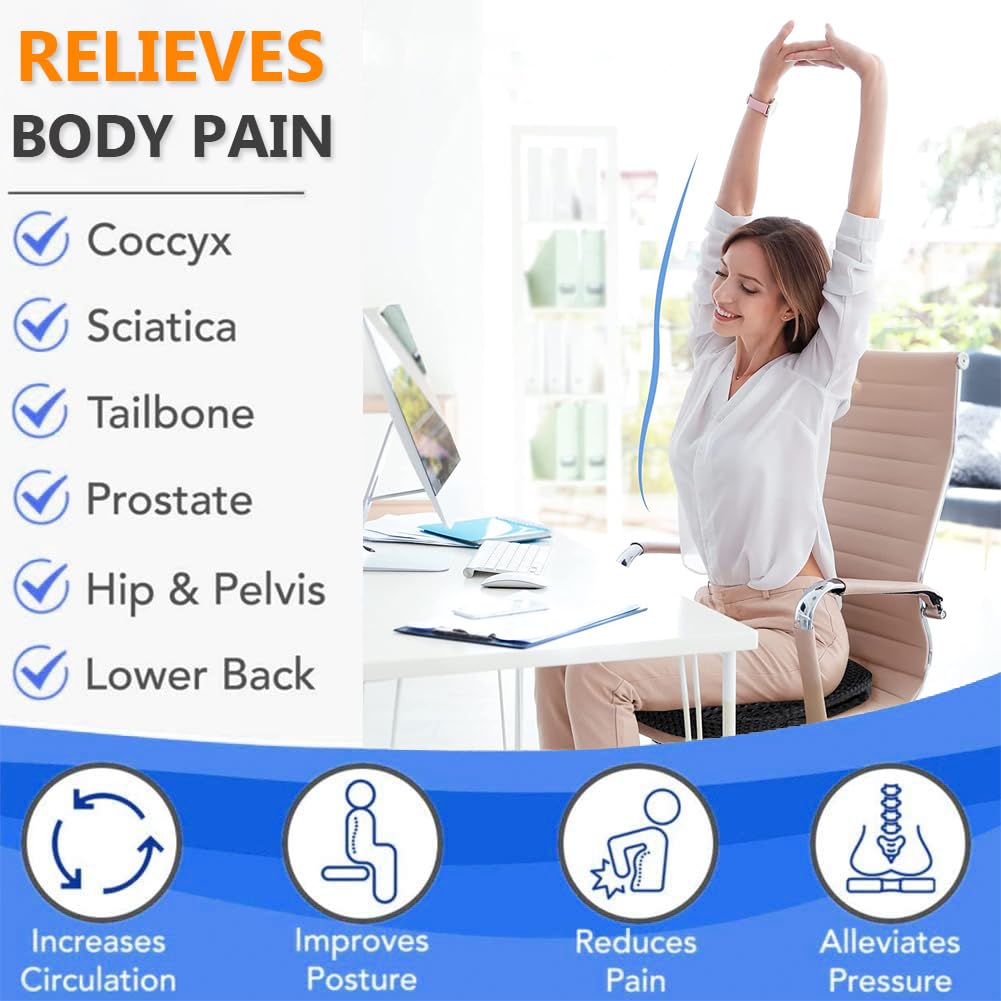 Gel Seat Cushion, Large Cooling Gel Cushion Breathable Honeycomb Chair Pads Gel Cushion with Non-Slip Cover for Home Office Chair Car Seat Wheelchair Absorbs Body Pressure Points, As Seen on TV
