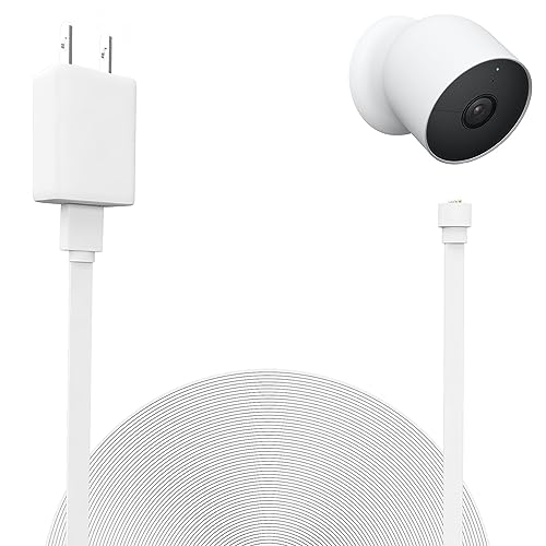 UYODM Power Cable Compatible with Google Nest Cam Outdoor or Indoor, Battery - 25 ft/7.5m Weatherproof Charging Cable Power Your Nest Cam (Battery) Continuously - White