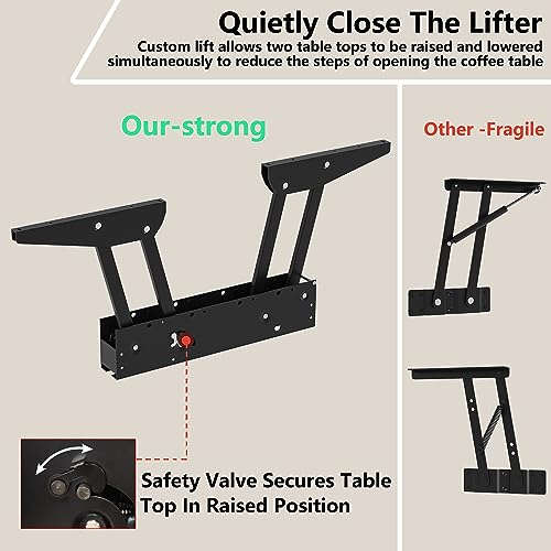 Furniouse Coffee Table Lift Top, 3 in 1 Multi-Function Coffee Table with Hidden Compartment, Coffee Table Converts to Dining Table for Living Room, Home Office, Black