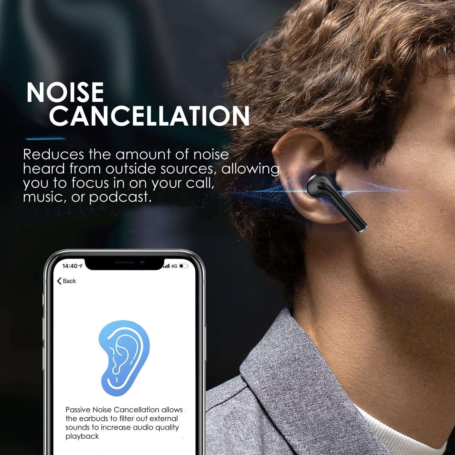 inDigi K6 True Wireless Earbuds Bluetooth Headphones Touch Control with Wireless Charging Case Waterproof TWS Stereo Earphones in-Ear Built-in Mic Headset Premium Deep Bass for Exercise, Black
