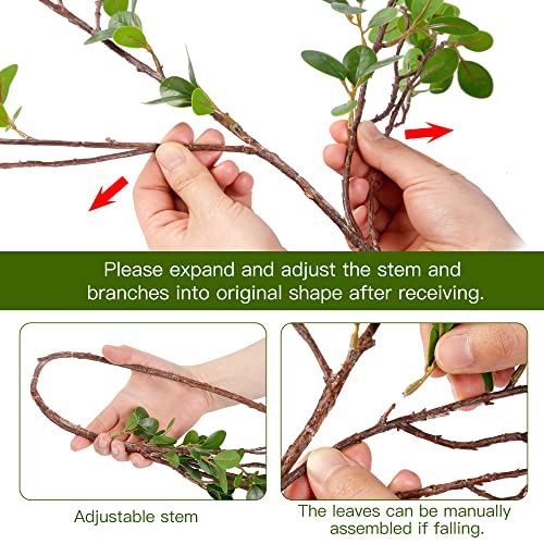 Sggvecsy 43ββ 4Pcs Artificial Ficus Branches Faux Leaf Spray Green Eucalytus Branches Artificial Greenery Stems Fake Ficus Twig Plants for Home Office Wedding Vase Filler Shop Decoration