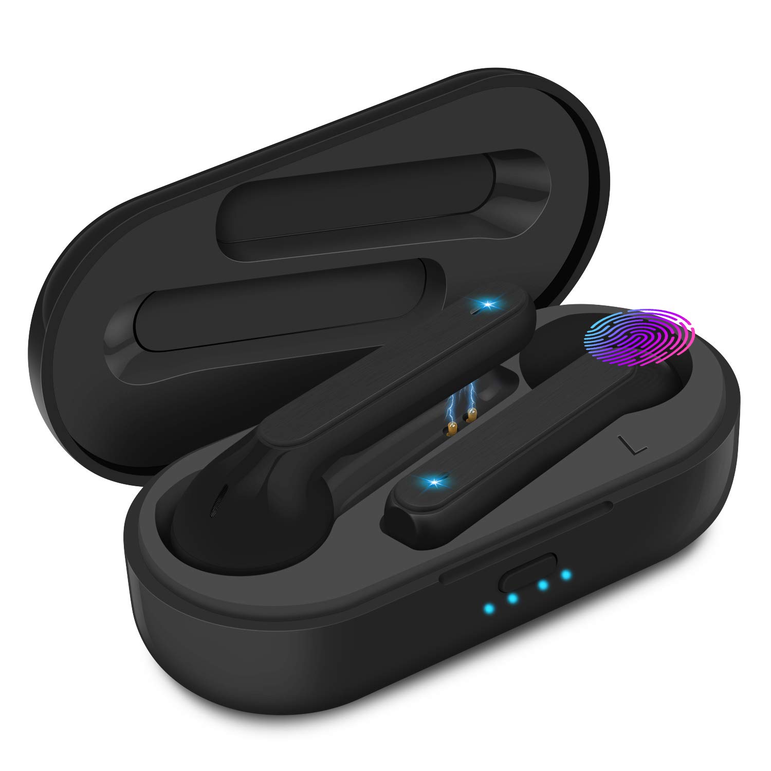 GOOJODOQ Wireless Earbuds, Bluetooth 5.0 Earbuds-Wireless Earphones with Smart Touch, Dual-Mic, Auto-Pair, 3D Stereo, Sweatproof Mini Sports Earbuds Compatible with Hi-Fi Sound for Android and iPhone