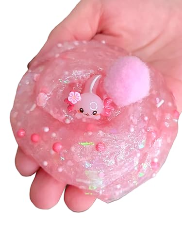 Pinky The Axolotl Handmade Clear Pigment Slime 4oz-Hoshimi Slimes