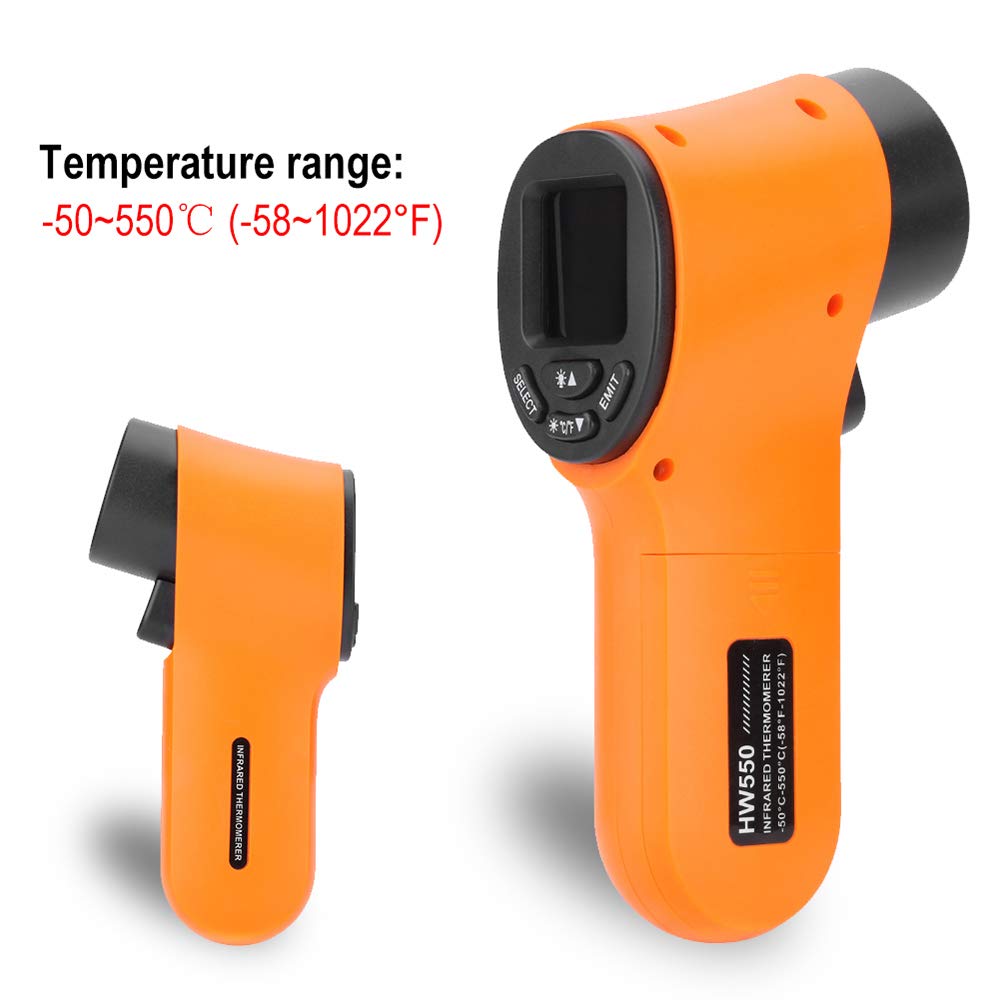 GoolRC Handheld Non-Contact Digital Infrared Thermometer Pyrometer Aquarium LCD Laser Thermometer Outdoor Industrial Thermometer -50~550 C (Not Accurate for Human Temperature),Battery Not Included