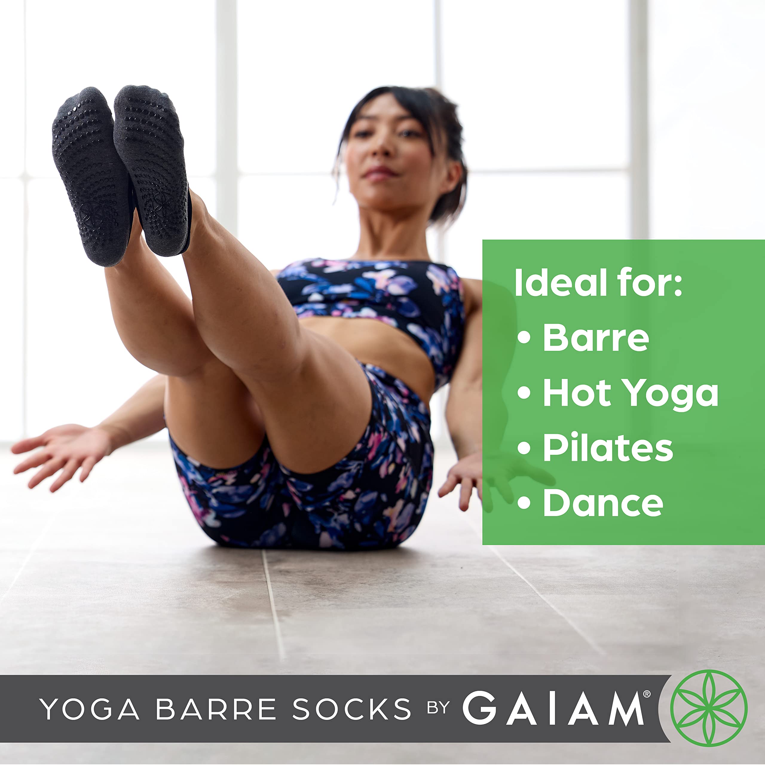 Gaiam womens Gaiam Yoga Barre Socks Folkstone 2pk, Folkstone (2-pack), 1 US