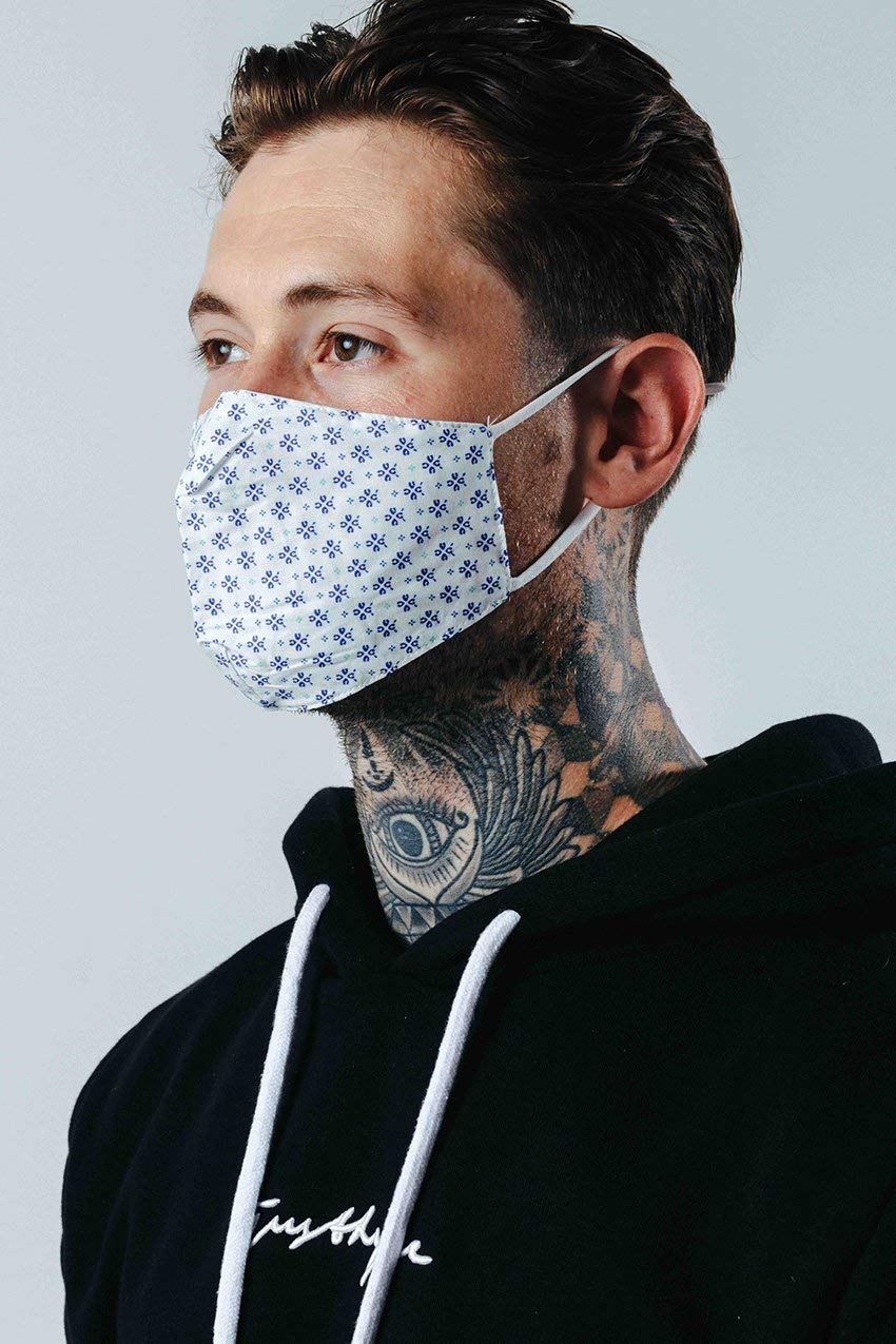Hype ADULT WHITE BLUE GEO ADJUSTABLE FACE MASK