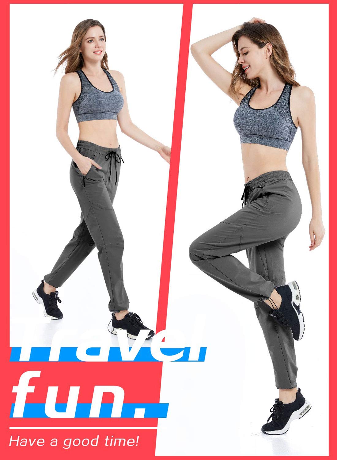 GMTTFOUR Women's Outdoor Hiking Pants Lightweight Quick Dry Cargo Capri Pants Water Resistant UPF 50 Zipper Pockets(Dark Grey,XS)