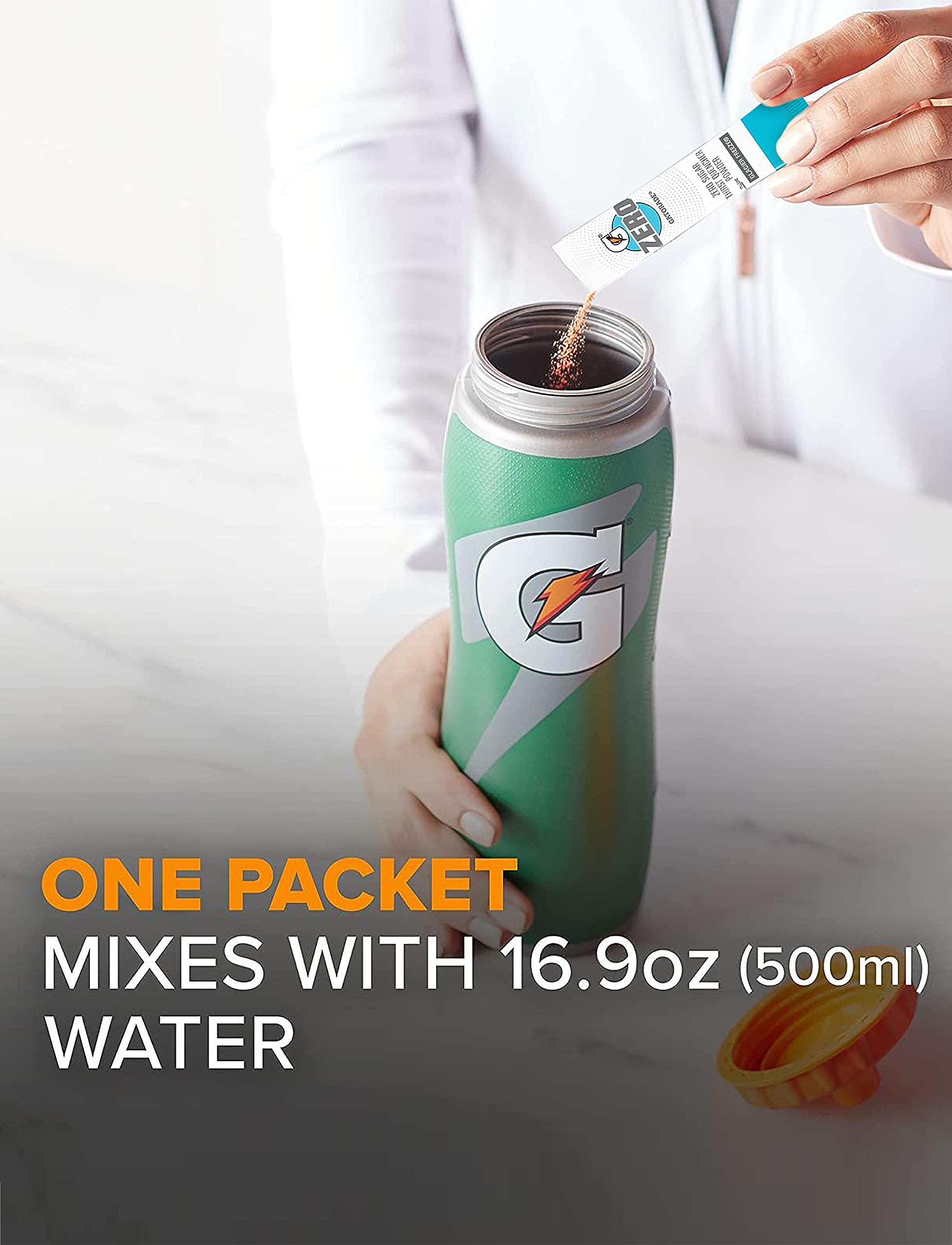 Gatorade Zero Thirst Quencher Powder Packets, Orange, 0.10 oz Individual Packets 40 Count