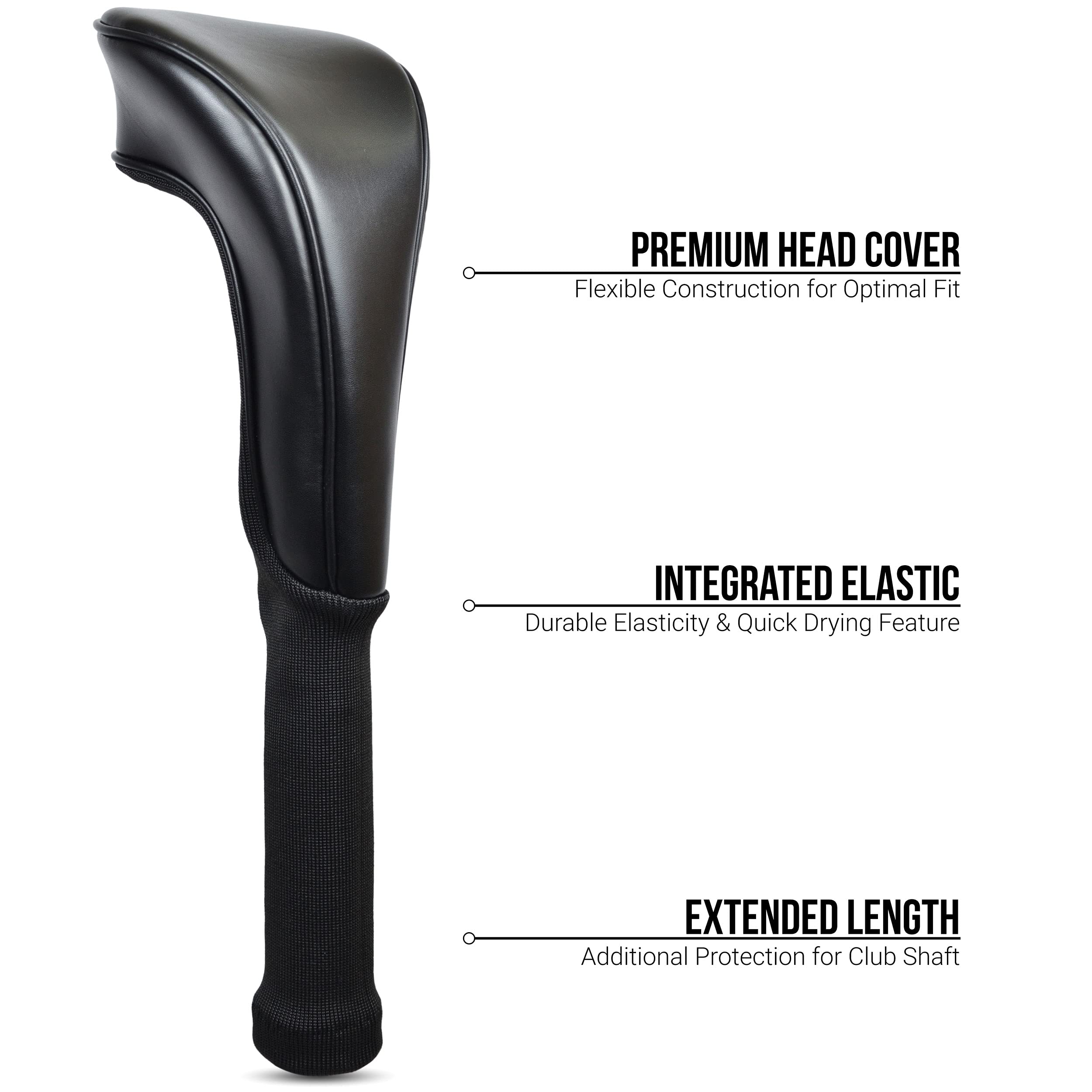 Golf Club Head Covers for Driver & Fairway Woods β Premium Leather Headcovers, Fits All Woods and Drivers (Black - Driver)