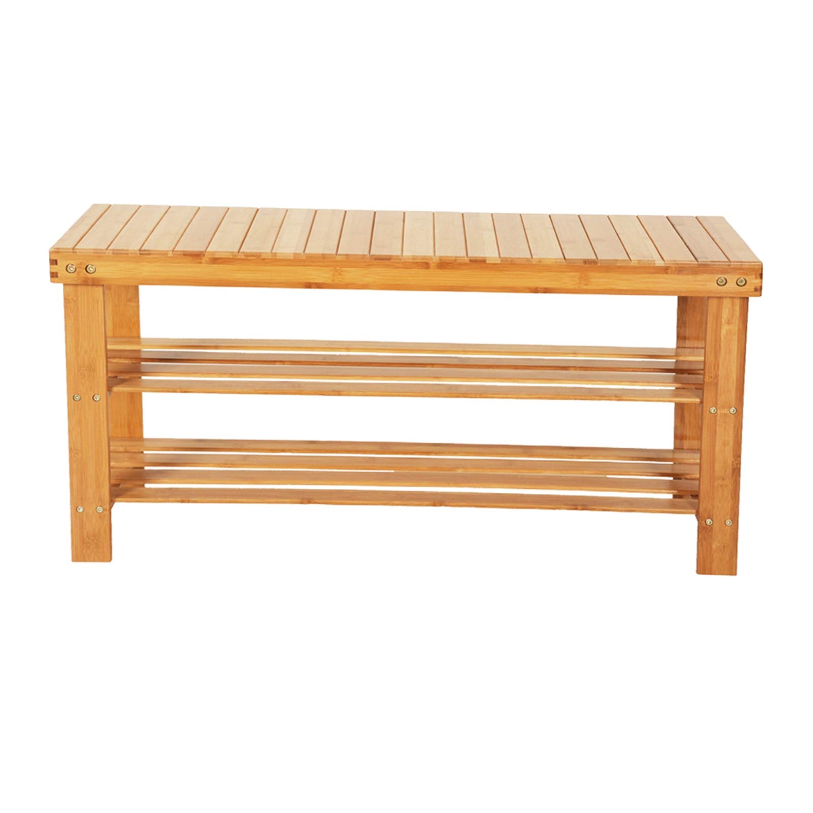 Flymatic Bamboo Shoe Rack Bench, 3 Tier Sturdy Shoe Organizer, Storage Shoe Shelf, Holds up to 500lbs for Entryway Bedroom Living Room Balcony, Bamboo