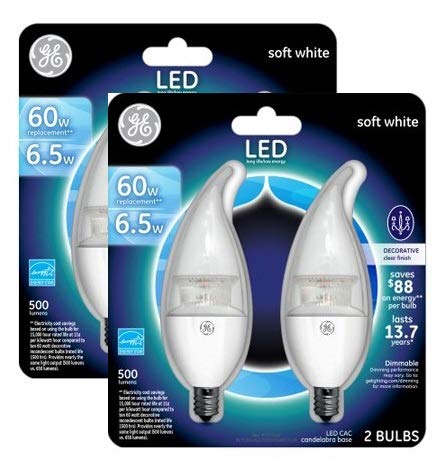GE C11 E12 (Candelabra) LED Bulb Soft White 60 Watt Equivalence 2 pk4