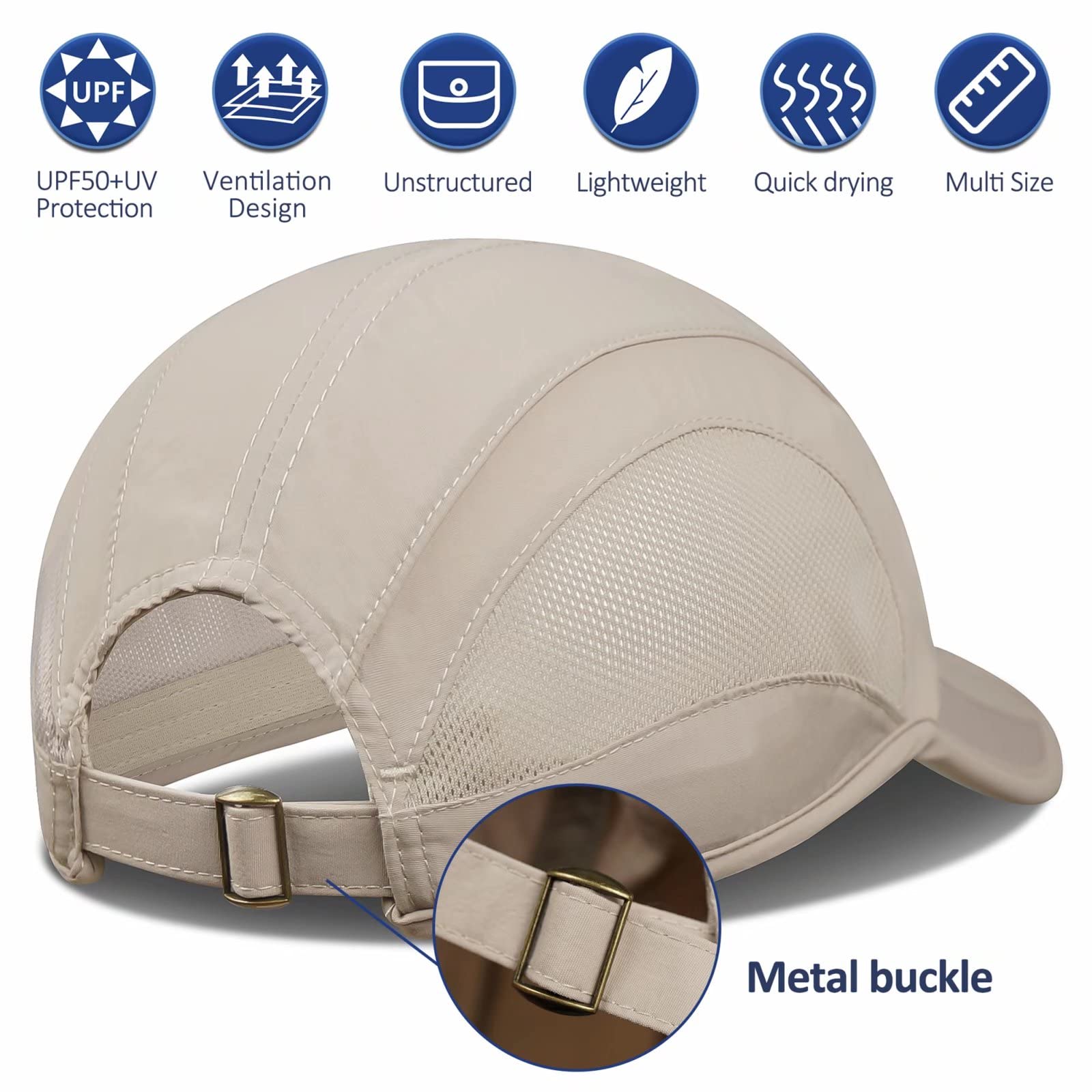 GADIEMKENSD Quick Dry Sports Hat Lightweight Breathable Soft Outdoor Run Cap Baseball Cap (Classic Upgrade, Khaki)