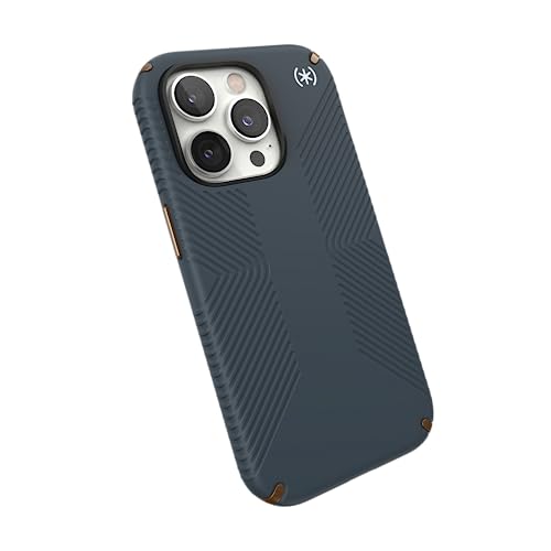 Speck iPhone 14 Pro Case - Drop Protection, Scratch Resistant, Dual Layer Slim Phone Case for 6.1 Inch iPhones 14 Pro - Built for MagSafe - Presidio2 Grip - Charcoal/Cool Bronze/White