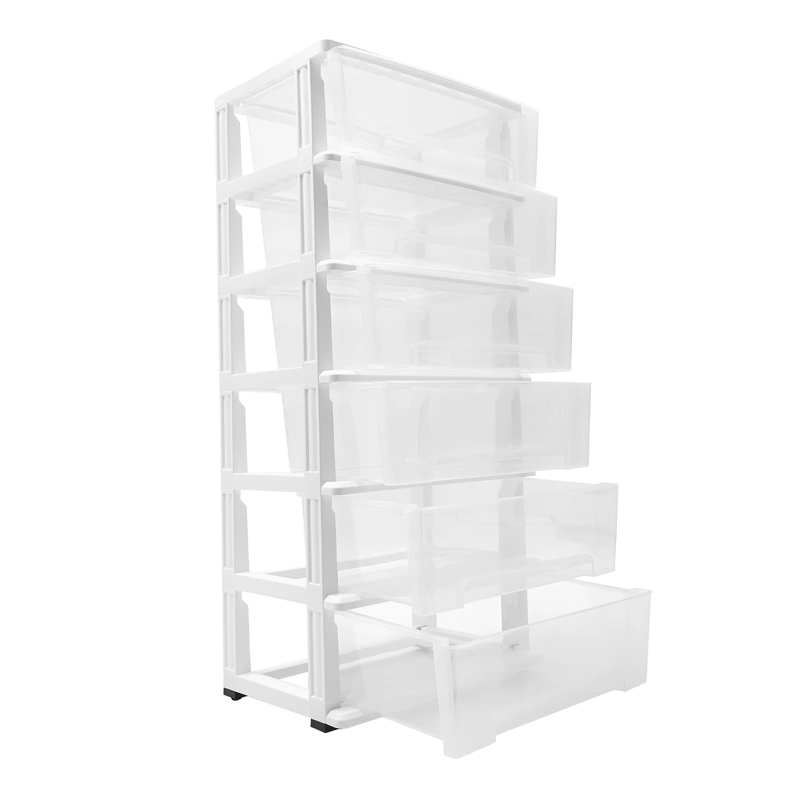 HAPPCUCOE 6 Tier Utility Cart Rolling Storage Carts Kitchen Cart Trolley with Wheels Drawer for Offices,Bedrooms,Studies,Tea Tables,Living Rooms, Entrances,Corridors (White)