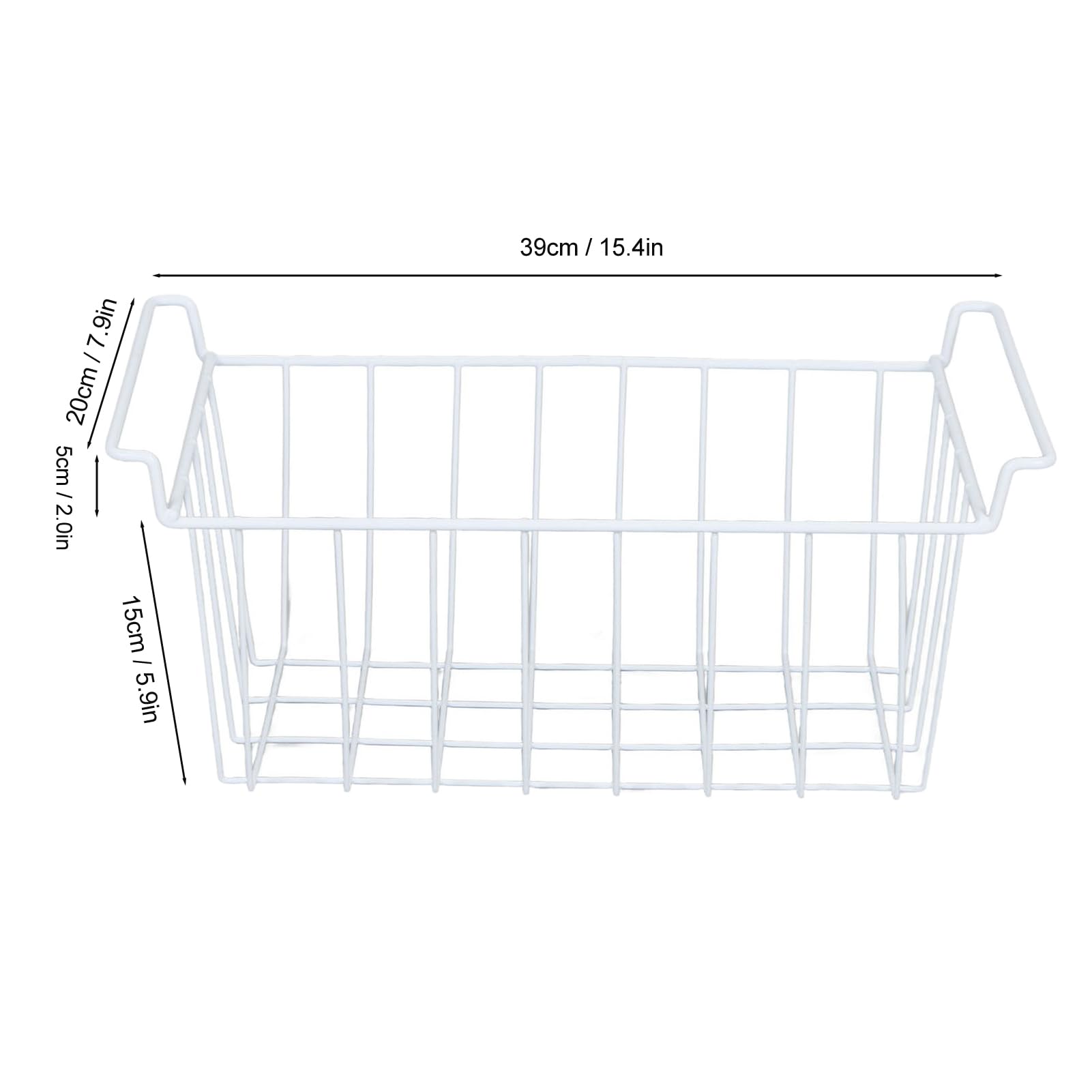 VBESTLIFE 2pcs Freezer Organizer Bins, Freezer Refrigerator Basket Storage Rack Bins, Metal Wire Baskets with Handles for Upright Refrigerator Chest Freezer (39x20x20cm / 15.4x7.9x7.9in)