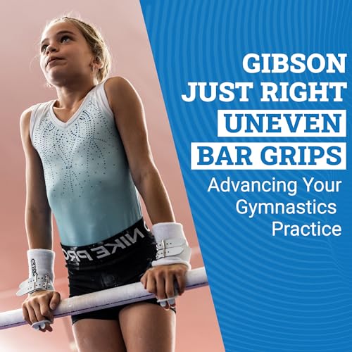 Gibson Athletic Girls Double Buckle Just Right Uneven Bar Grips, Gymnastics, Girls, White, Medium