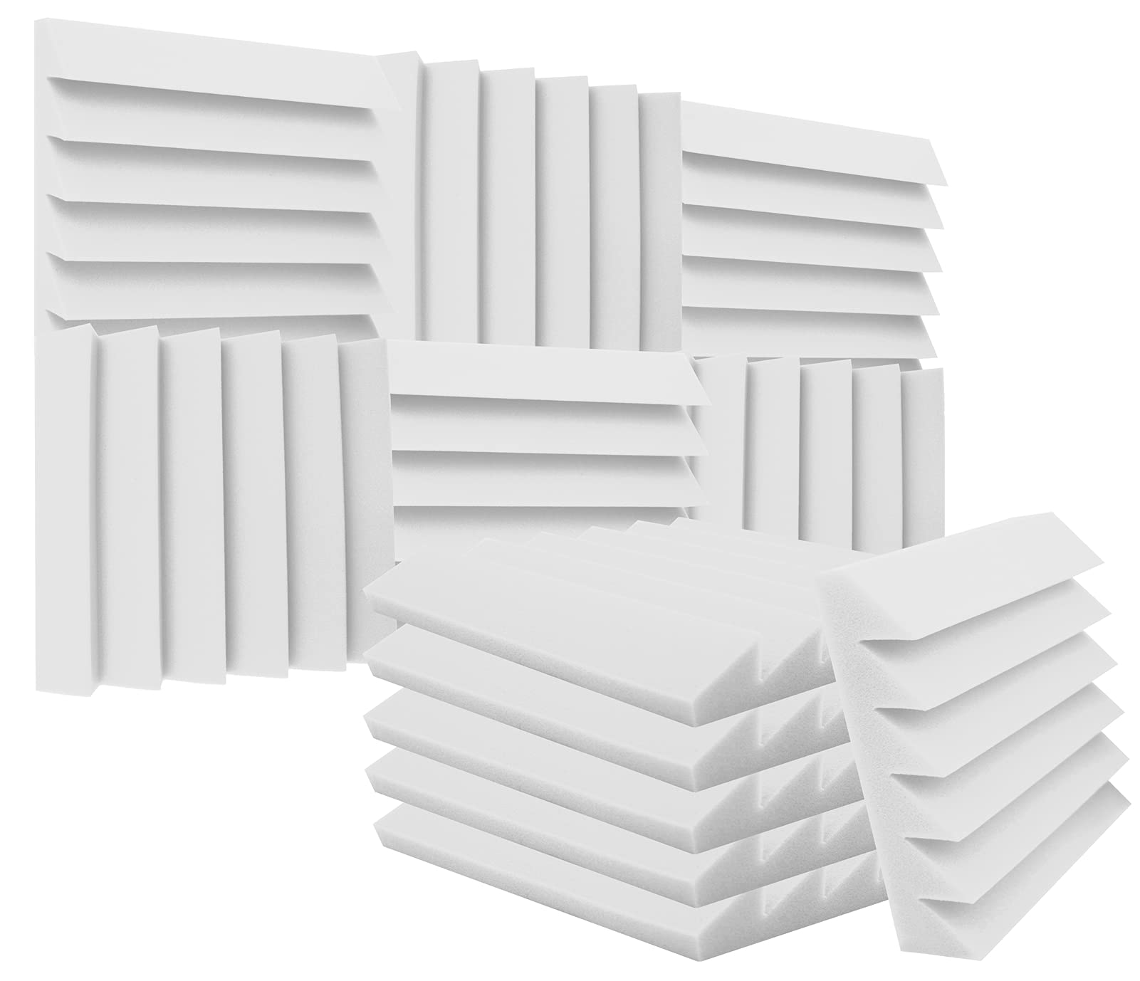 Heavyoff 12 Pack Acoustic Foam Panels Studio Soundproofing Wedges 10"x10"x2" Noise Dampening Sound Insulation for Home Ceiling, White