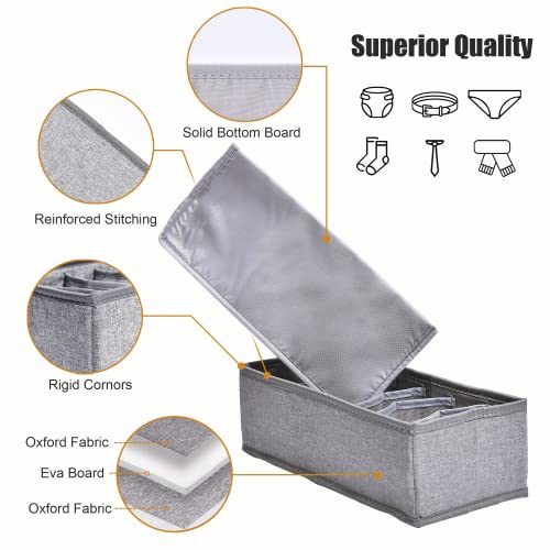 ULG 4 Pack Socks Underwear Drawer Organizer Divider,Washable Drawer Organizer Foldable Oxford Fabric Closet Organizers and Storage Boxes for Socks, Underwear, Belts (Light Grey), Large (UL421041502)