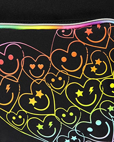 Sugar & Jade Girls' Teen Back to School, Full, Fashion Backpack, Black Multi Smiley, One Size