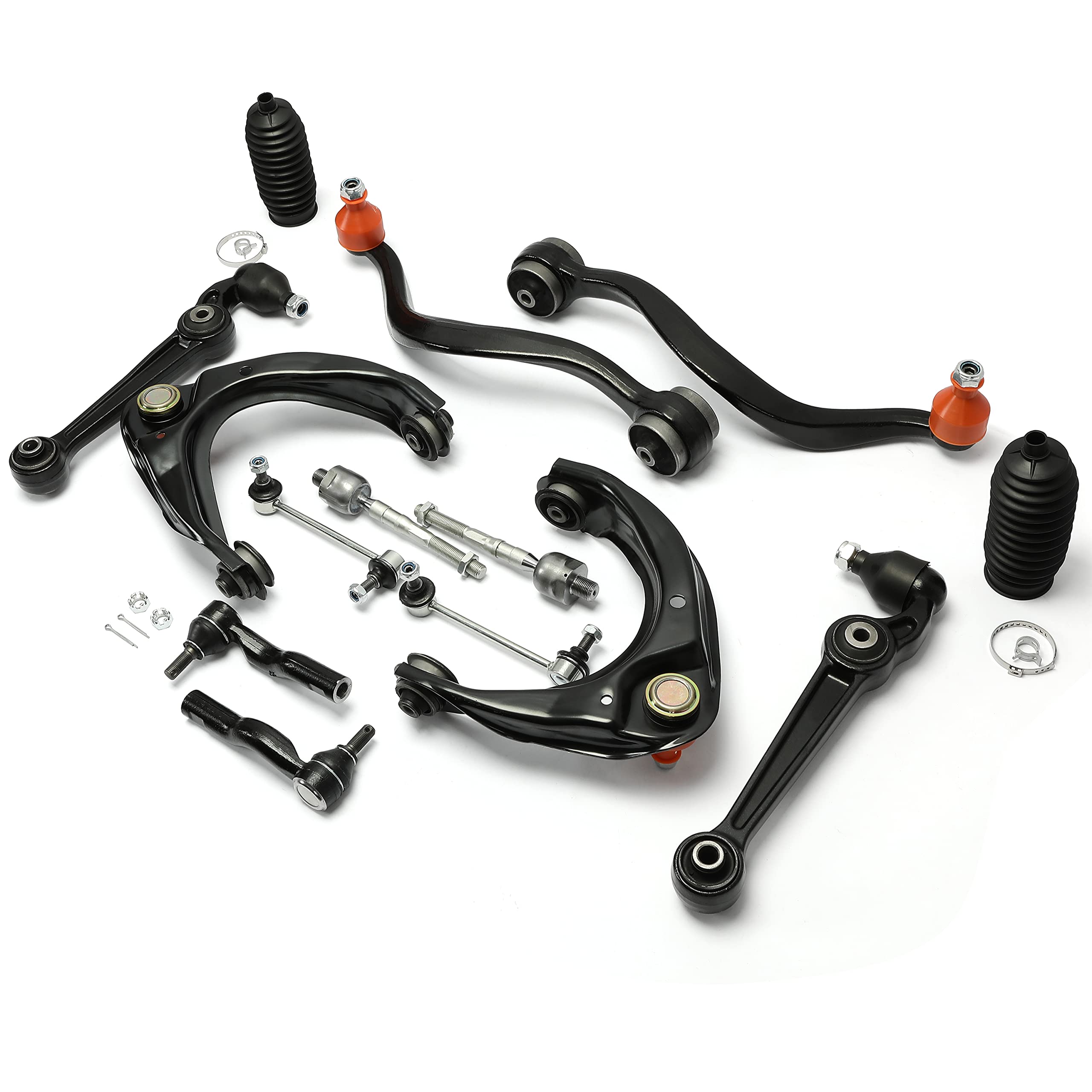 HECASA 14 pc Front Suspension Kit Upper Lower Control Arms w/Ball Joint Tie Rod Compatible with 2006-2007 Ford Fusion Lincoln MKZ Zephyr Mercury Milan
