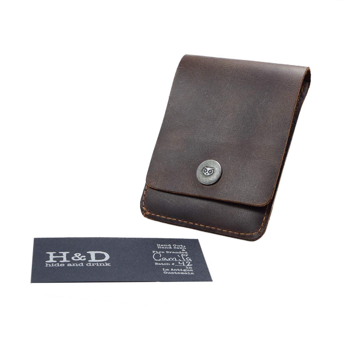 Hide & Drink, Vertical Front Pocket Wallet with Card Slot, Compact Storage for Bills, Card Holder, Full Grain Leather, Handmade, Bourbon Brown