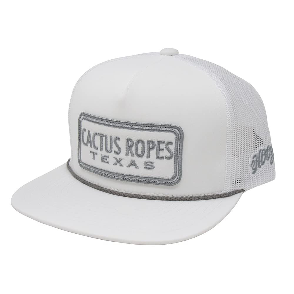 HOOEY CR086 (WSL) Adjustable White and Silver Snapback Trucker Cap w/Cactus Ropes Logo