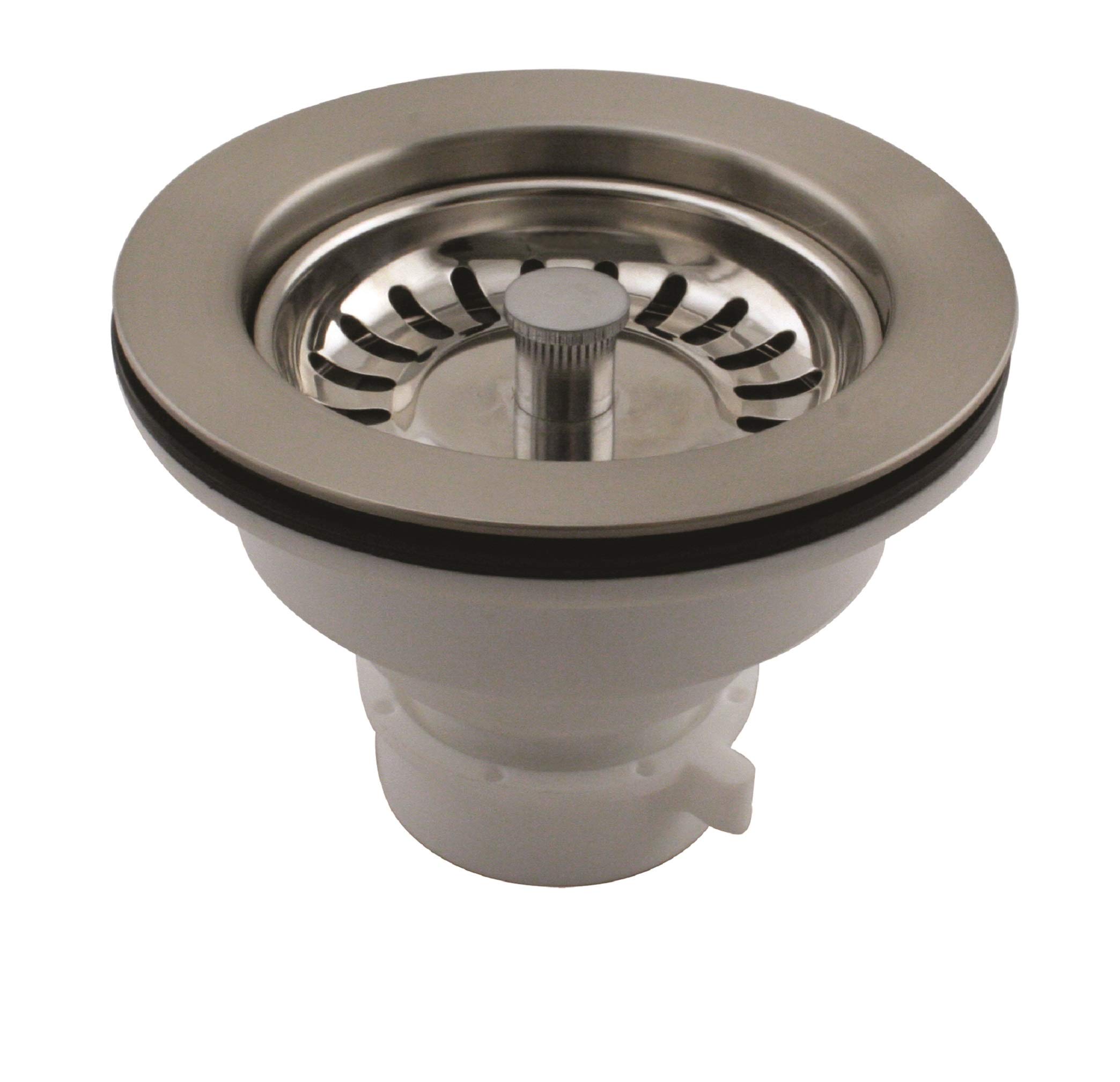 Westbrass Push-Pull Style Large Kitchen Sink Basket Strainer, Satin Nickel, D2143P-07