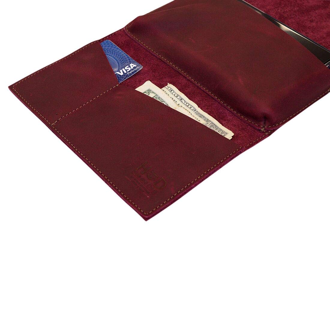 Hide & Drink, Leather Cell Phone Wallet, Holds Up To 4 Cards Plus Folded Bills/Traveling Accessories/Case/Pouch/Money Organizer, Handmade :: Single Malt Mahogany