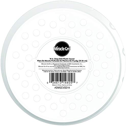Miracle-Gro SMGCVSD14 14" Deep Plastic Saucer, Clear