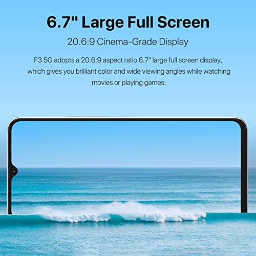 UMIDIGI F3 5G Unlocked Cell Phone, Android 12 Smartphone, 8GBRAM/128ROM NFC Android Phone, Octa-core 6.7" HD Large Screen, 48MP+16MP+5MP AI Triple Camera, 5150mAh Battery