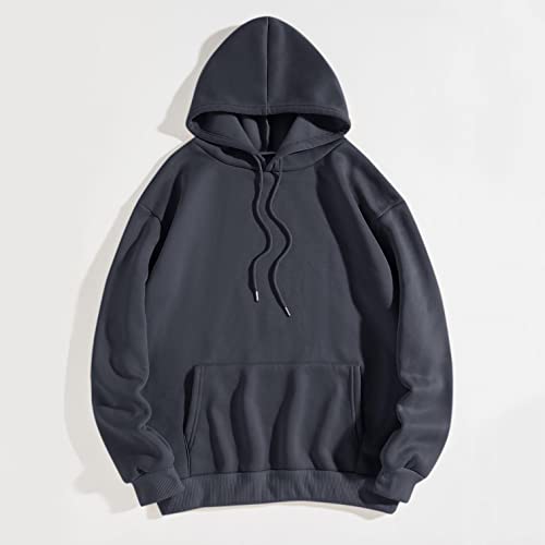 Women Oversize Fleece Hoodie Sweatshirt Long Sleeve Floral Slogan Letter Graphic Print Drop Shoulder Drawstring top Grey