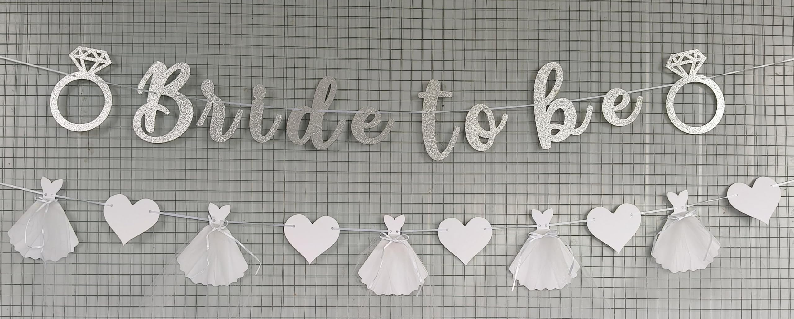 Pre-Strung Bride to Be Banner - NO DIY - Bridal Shower Banner,Bachelorette Bridal Party Decorations - Silver Glitter